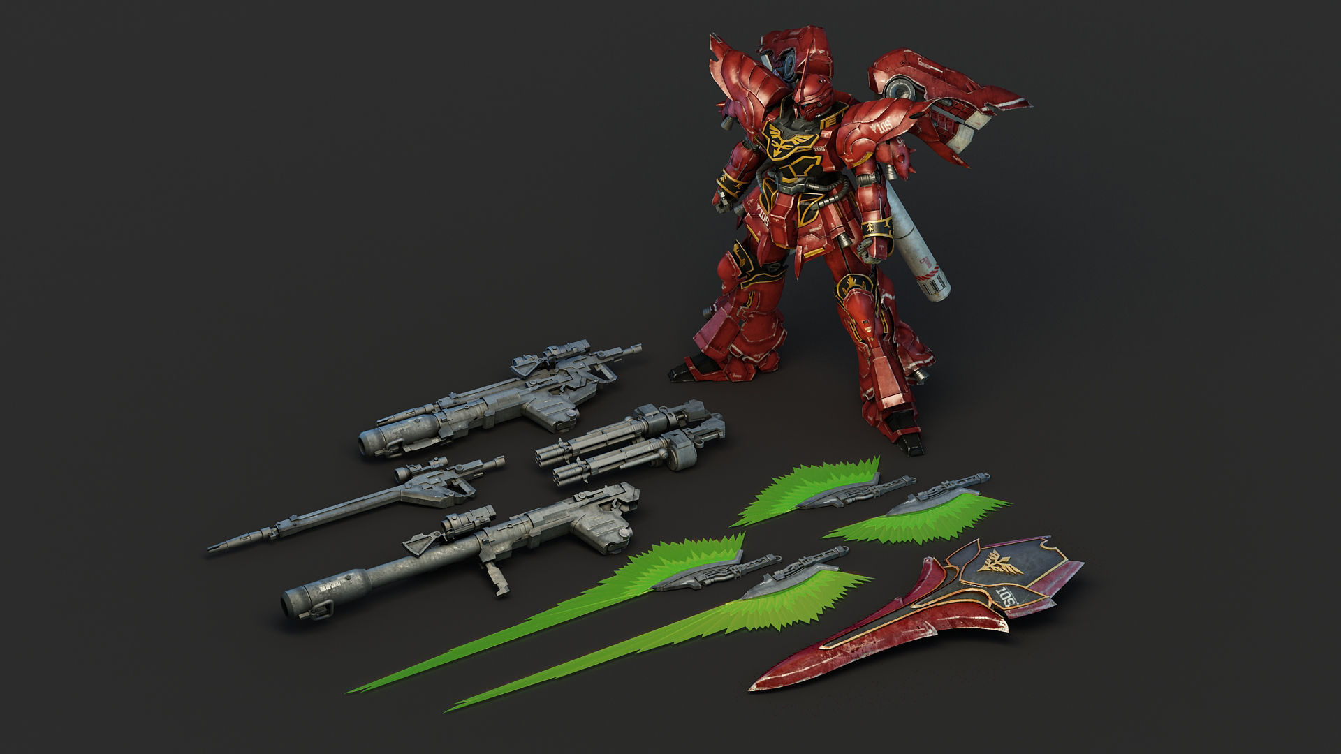 MOBILE SUIT GUNDAM MSN-06S SINANJU 3D model rigged | CGTrader