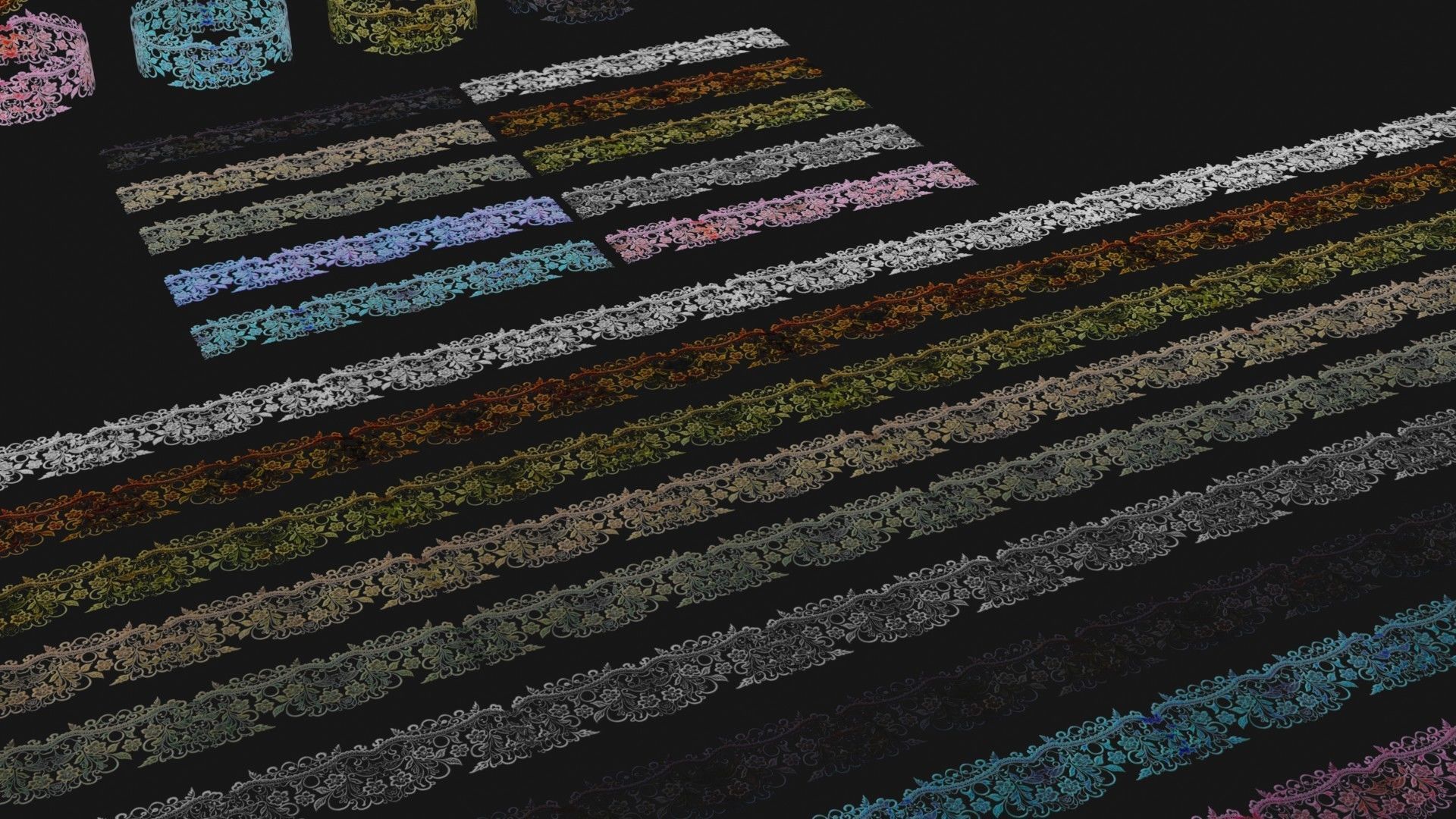 3D model 10 Lace Borders and Trims Materials Textures VR / AR / low ...