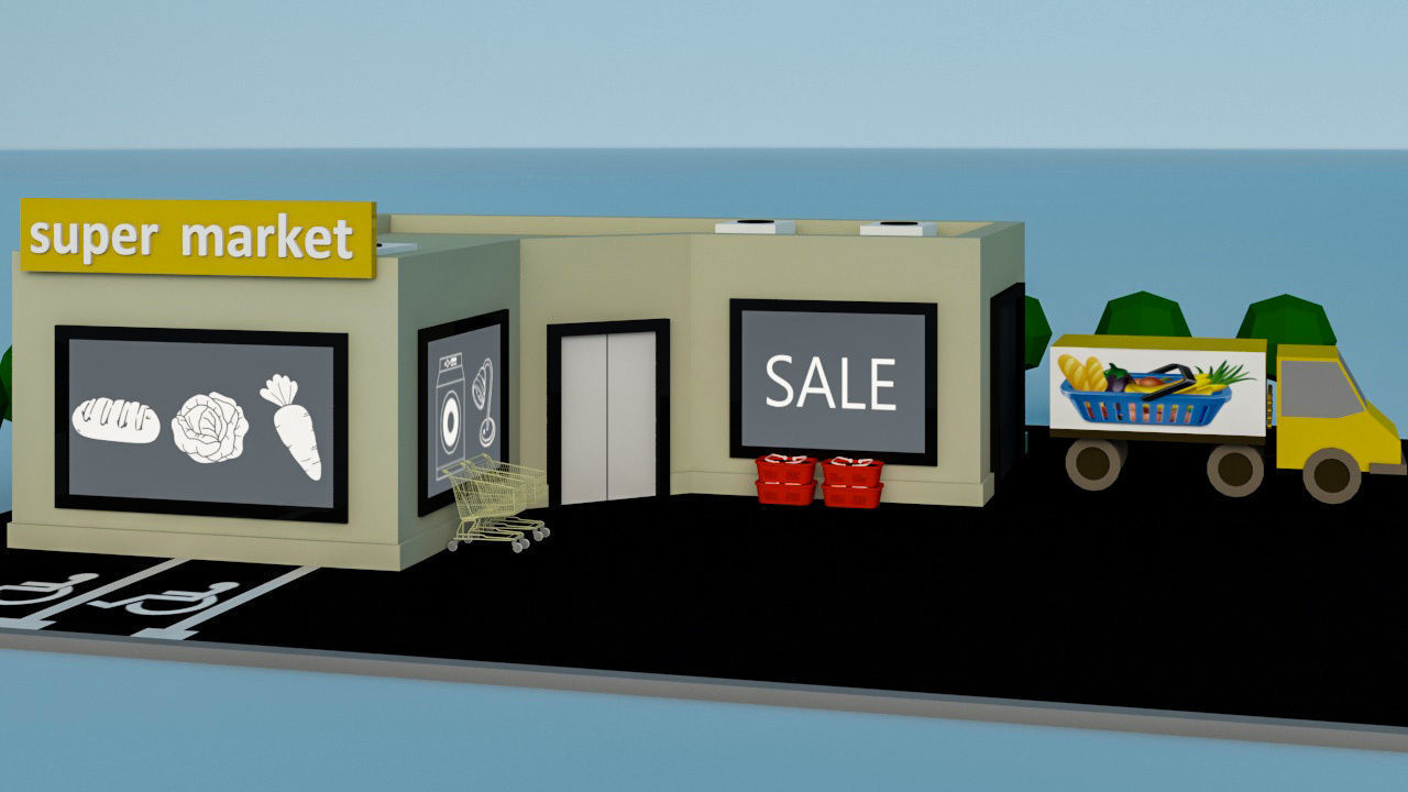 3D model Low Poly Supermarket- Low Poly Assets Low-poly 3D model VR ...