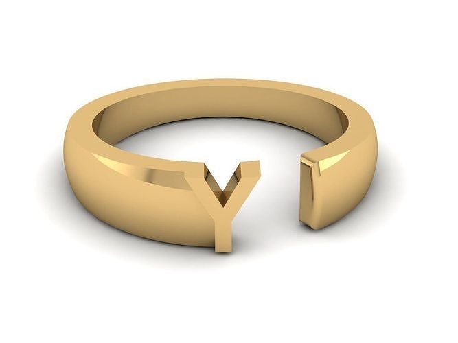 Jewelry Alphabet Ring Y 3D model 3D printable | CGTrader