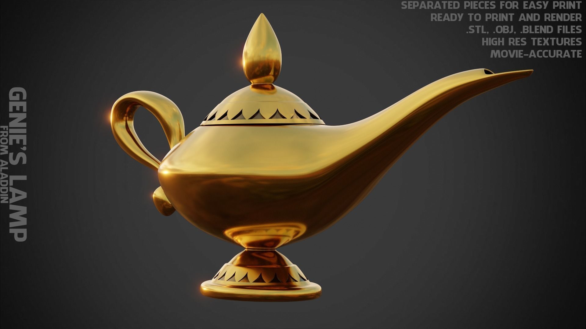 Aladdin Genie Lamp for Cosplay 3D model 3D printable | CGTrader