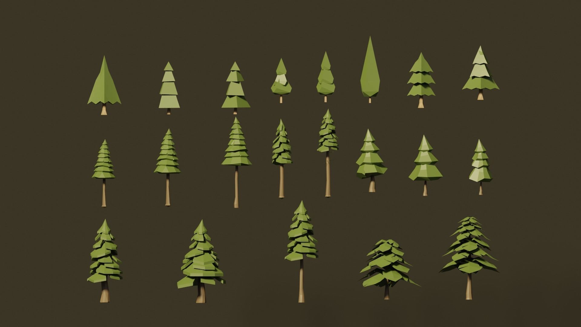 3D model Low Poly Simple Trees VR / AR / low-poly | CGTrader