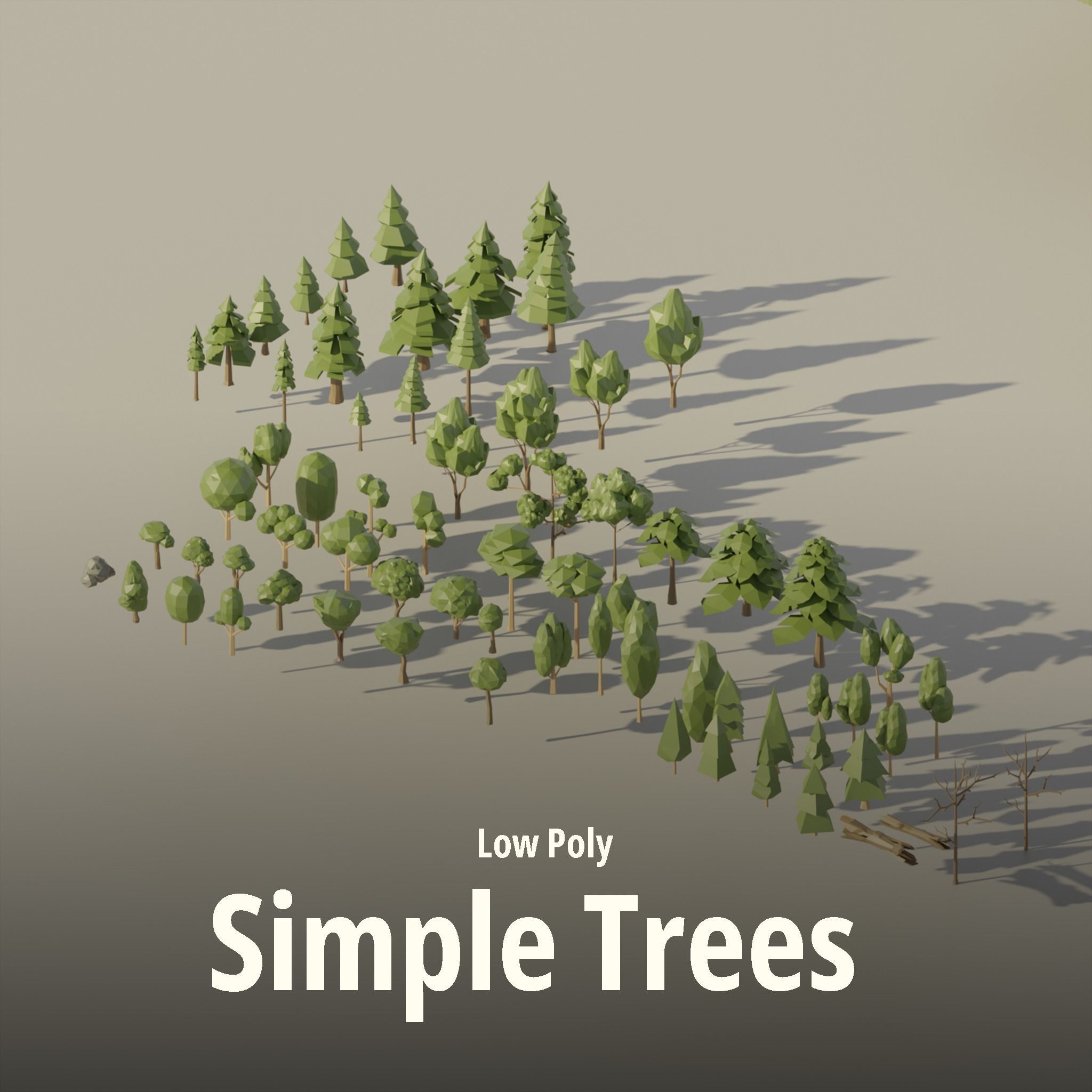 3D model Low Poly Simple Trees VR / AR / low-poly | CGTrader