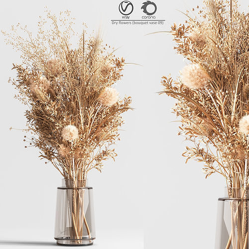 dry flowers bouquet vase 08 3D model | CGTrader