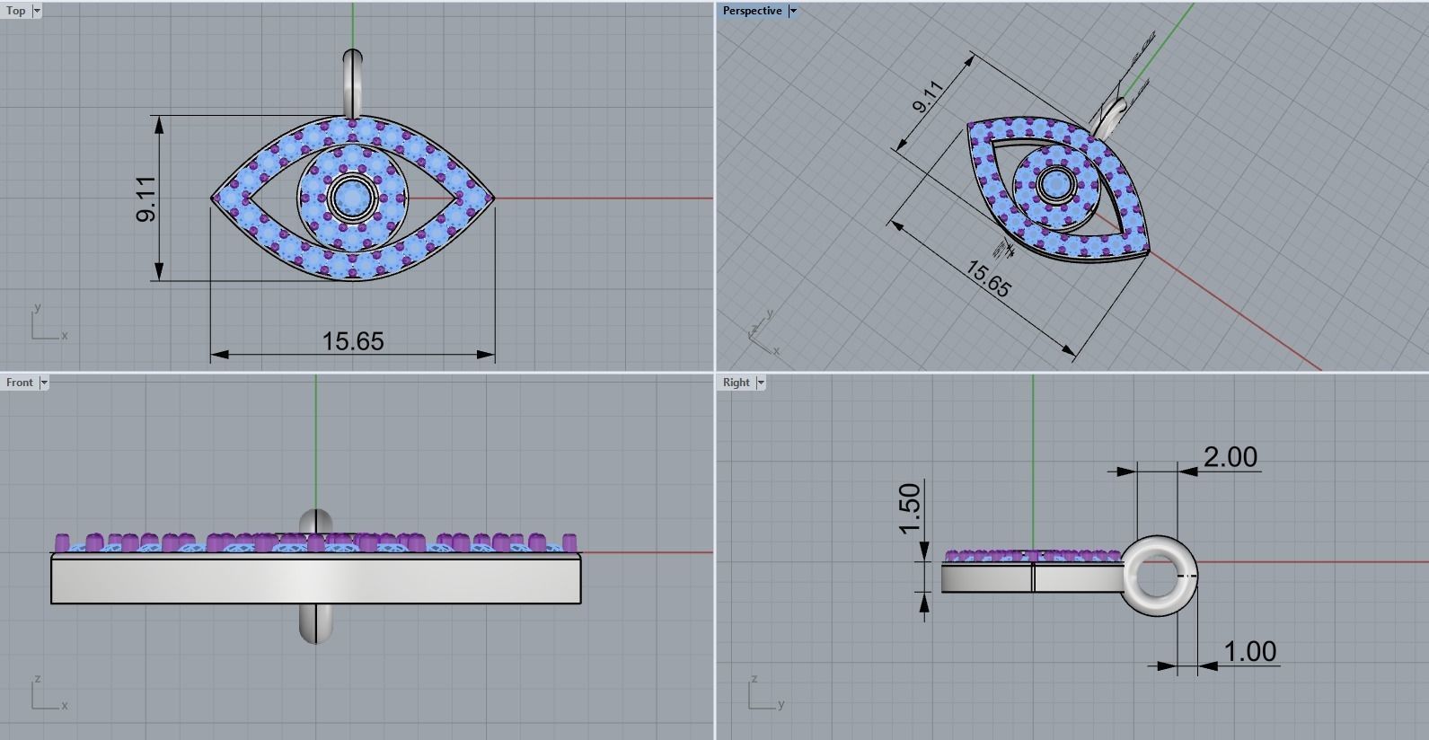 Eye pendant model 360 3D model 3D printable | CGTrader