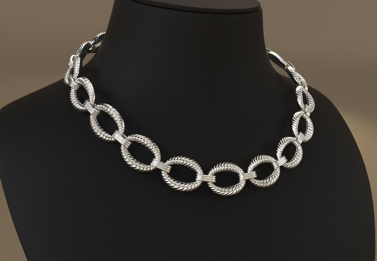 Crochet pattern Chain link Necklace light weight 3D model 3D printable ...