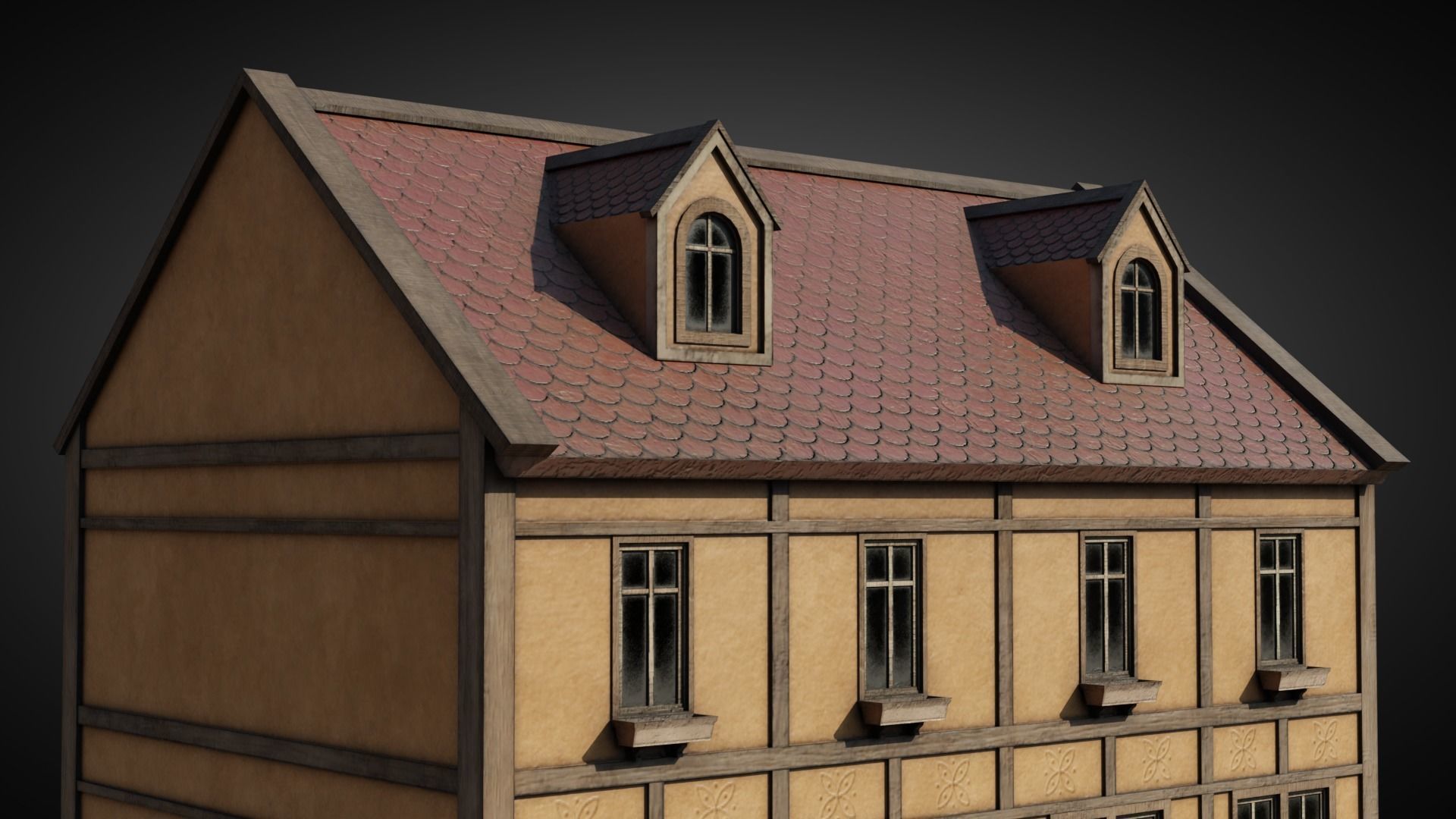 German yellow house 3D model | CGTrader