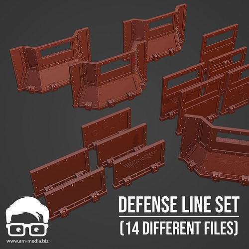 DEFENCE LINE SET - 14 PARTS 3D model 3D printable | CGTrader