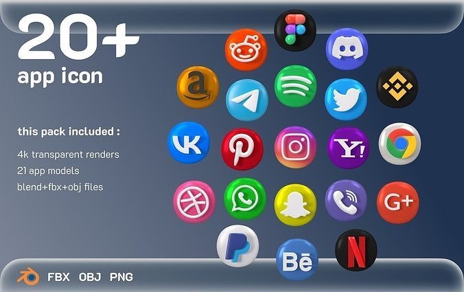 social media icons 3D model | CGTrader