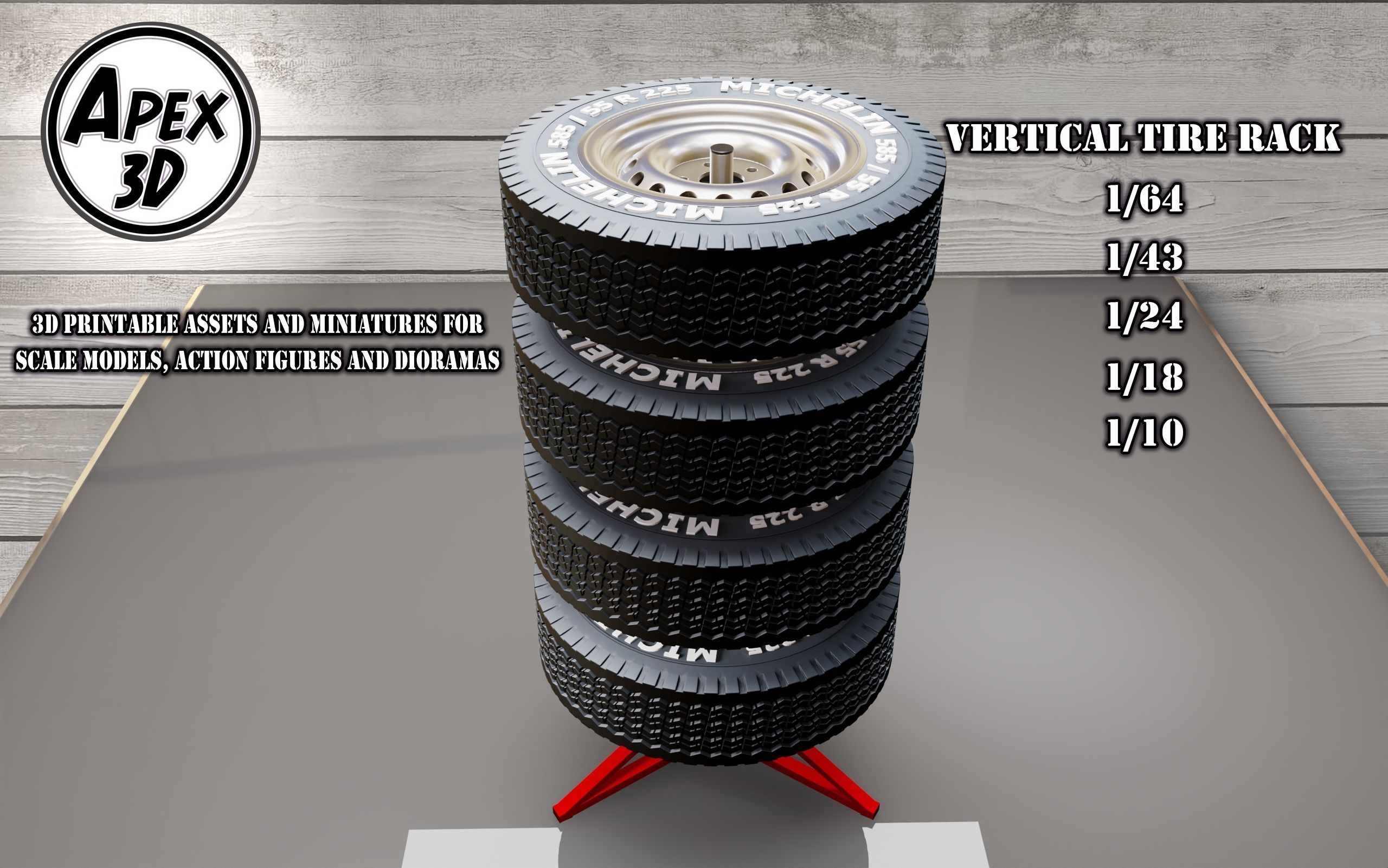 Vertical Tire Rack 3d printable in various scales 3D model 3D printable ...