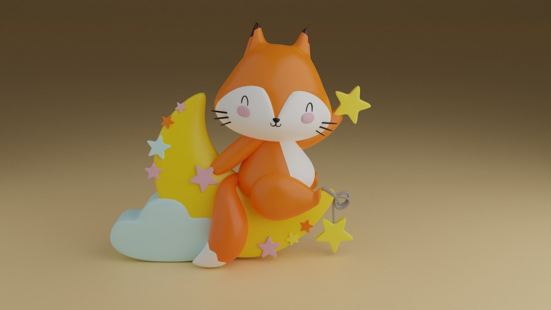 good night fox 3D model 3D printable | CGTrader