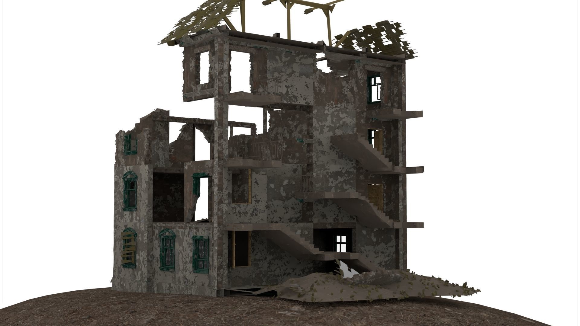 Realistic Ruined Building 3D model | CGTrader