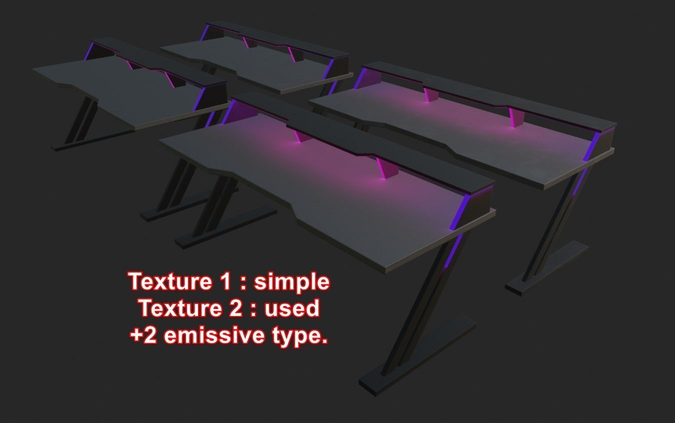 3D model Rgb gaming desk pro gaming table lowpoly game ready Low-poly ...
