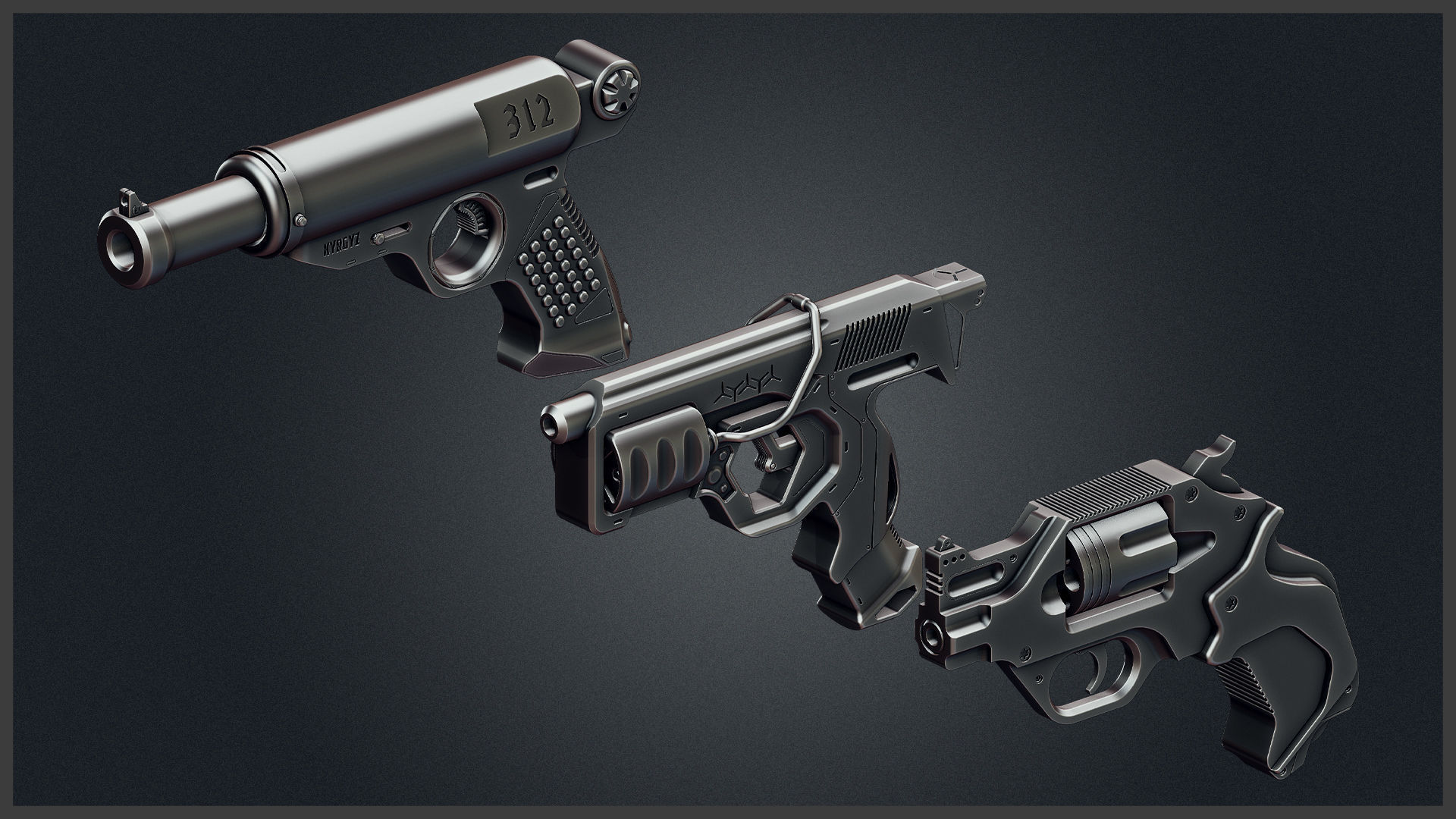 3D Gun Kitbash OBJ BLENDFILES 3D model | CGTrader