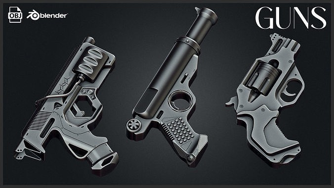 3D Gun Kitbash OBJ BLENDFILES 3D model | CGTrader
