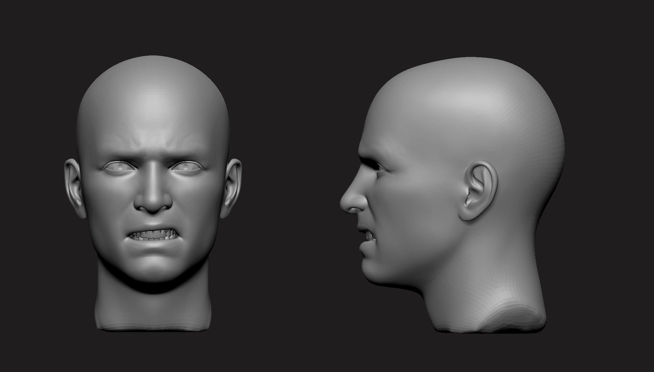 Male Head Base Mesh Angry Expression 3D model 3D printable | CGTrader