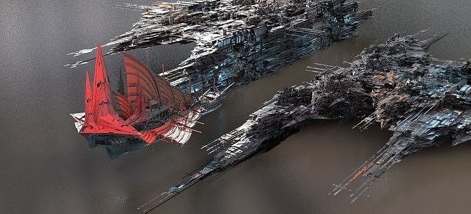 Dark Cyberpunk Trading outpost kit bash 3D model | CGTrader