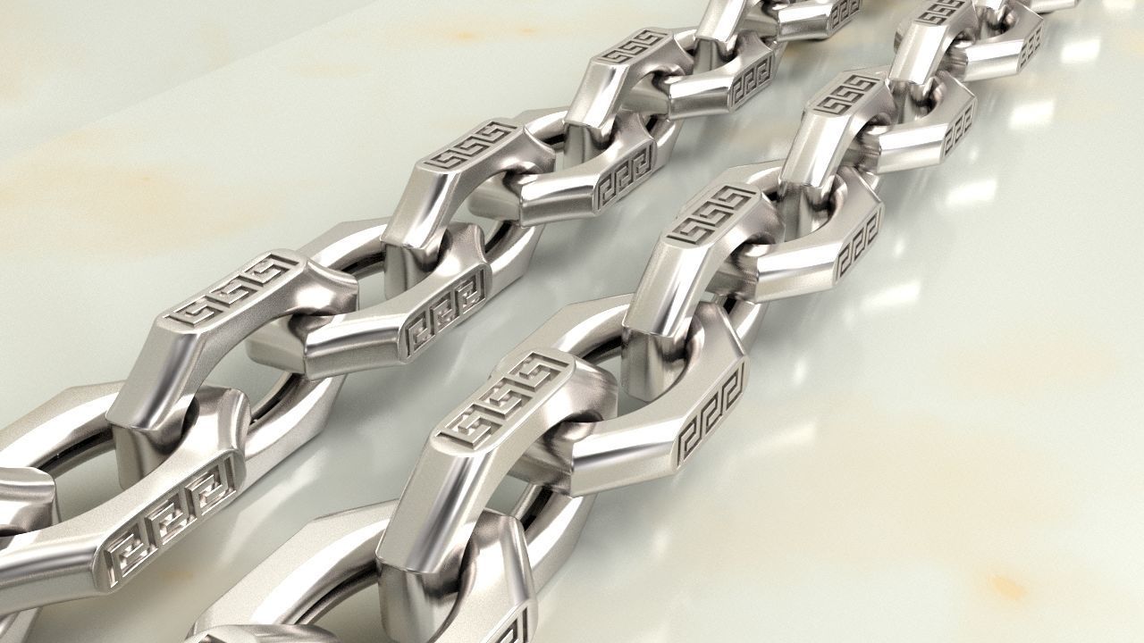 Versace pattern curve edge chain link necklace 3D model 3D printable ...