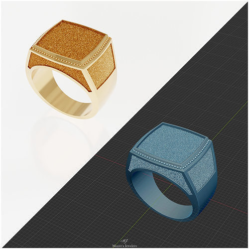 Textured Signet or Class Ring Shank Includes Source Files 3D model 3D ...