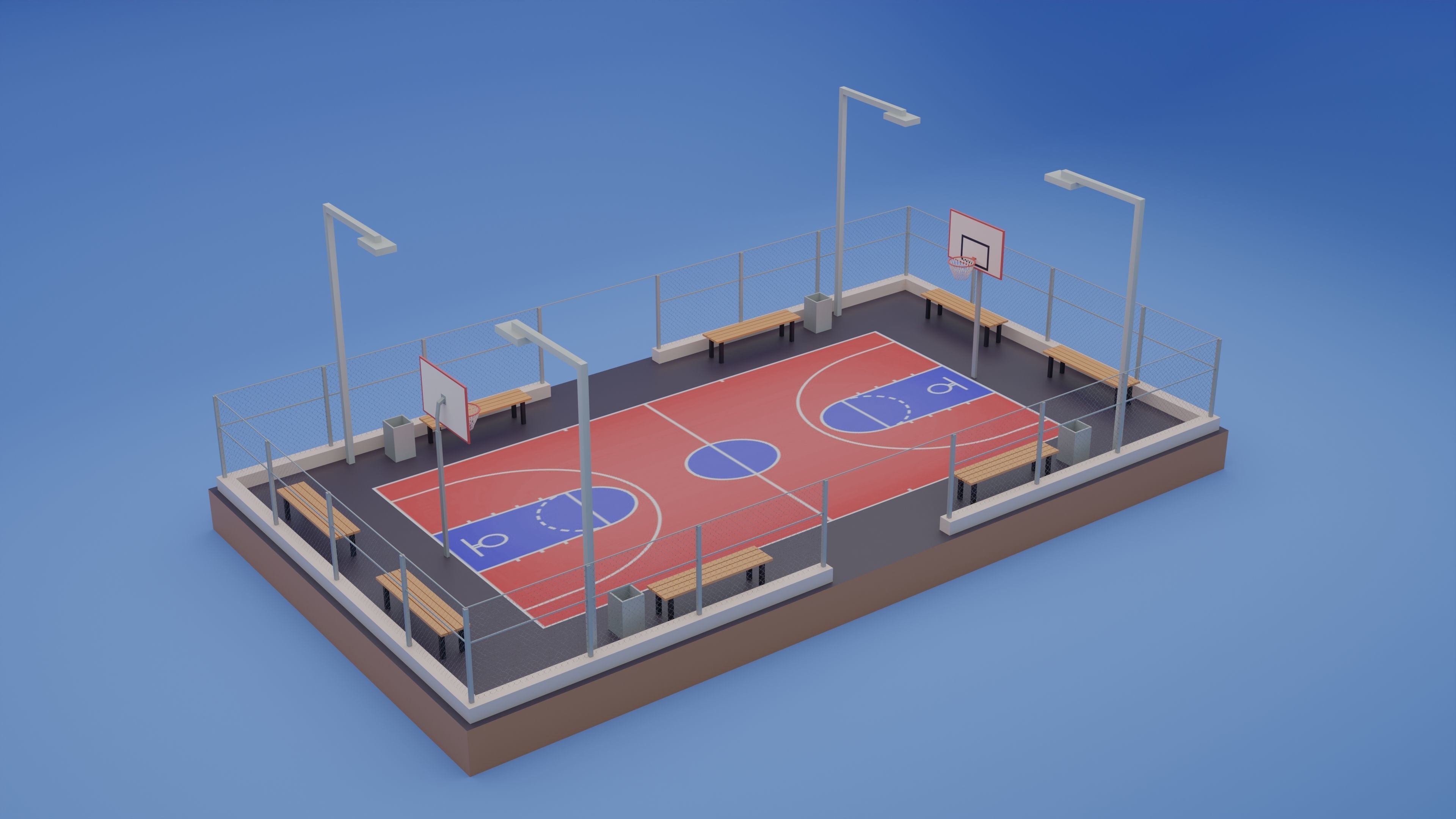 3D model Public Street Basketball Court VR / AR / low-poly | CGTrader
