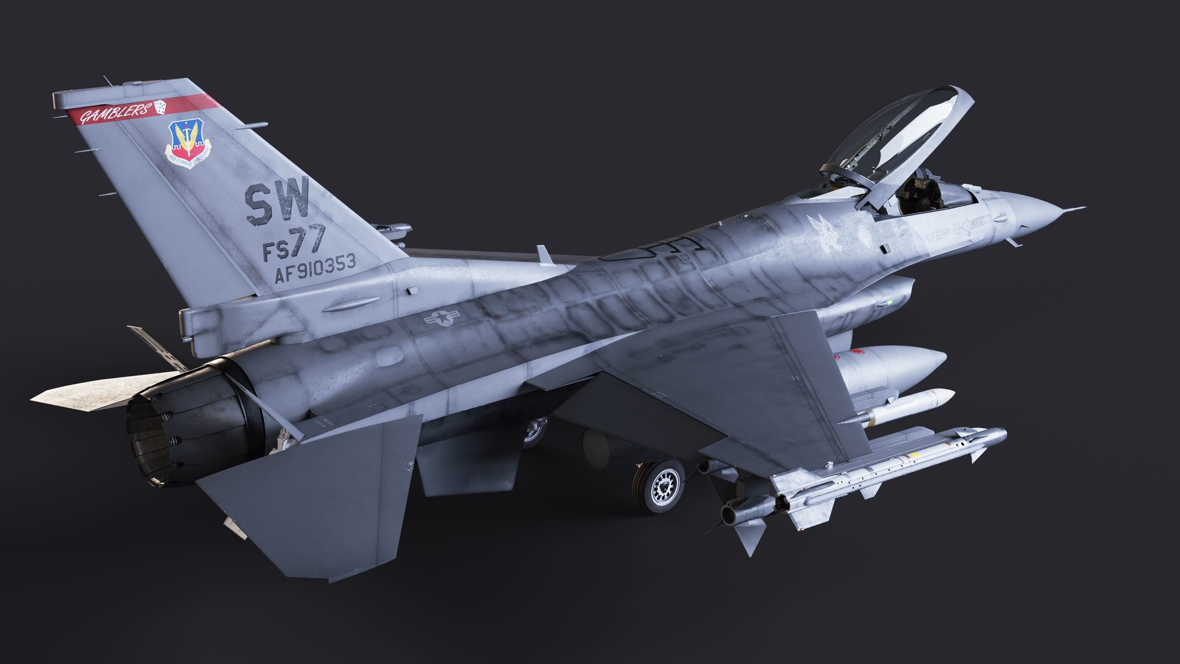 F-16C Viper 3D model rigged | CGTrader
