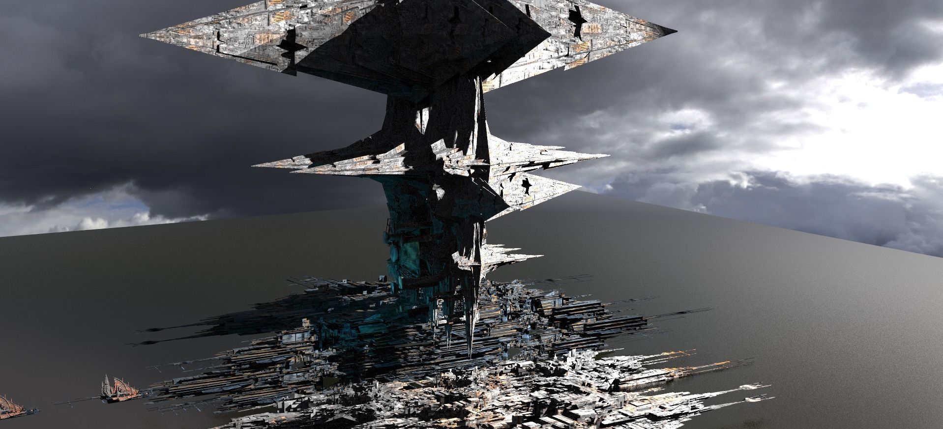 Sci-Fi Dark Egyptian Scepter Tower Ruin 2 3D model | CGTrader