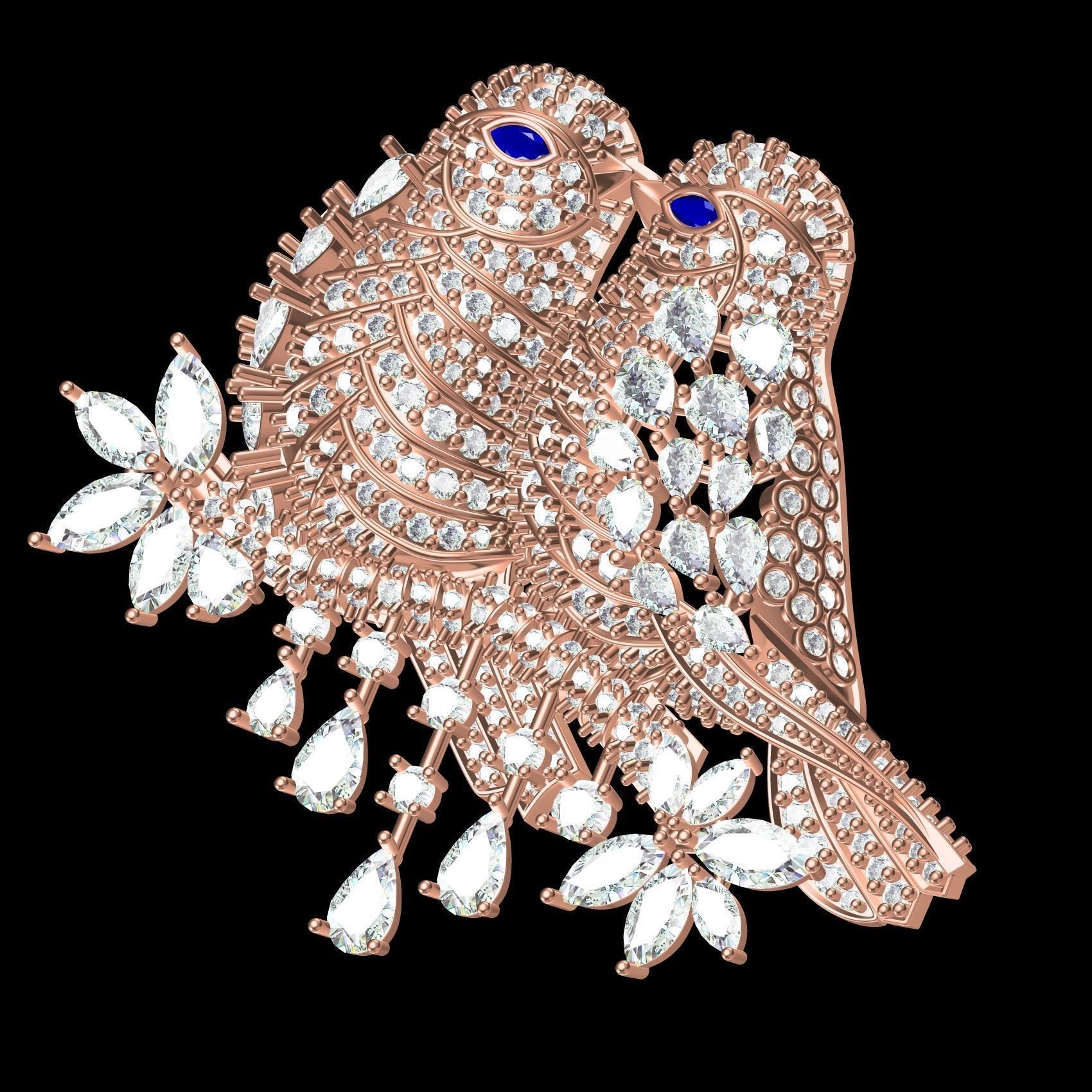 Beautiful Love Birds Brooch 3D model 3D printable | CGTrader