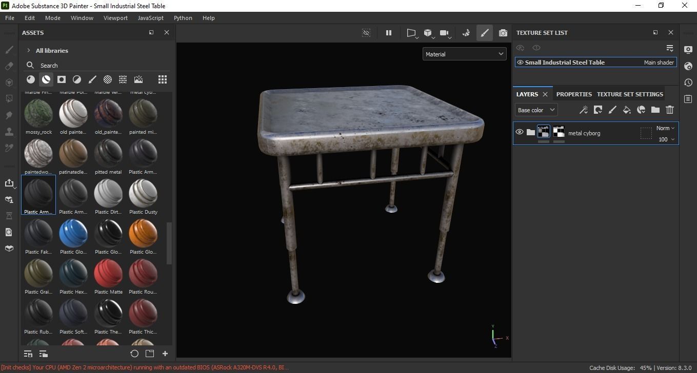 3D model Small Industrial Steel Table 3D Model VR / AR / low-poly ...