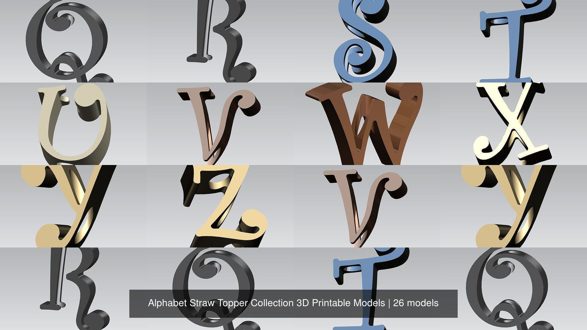 Alphabet Straw Topper Collection 3D Printable Models | CGTrader