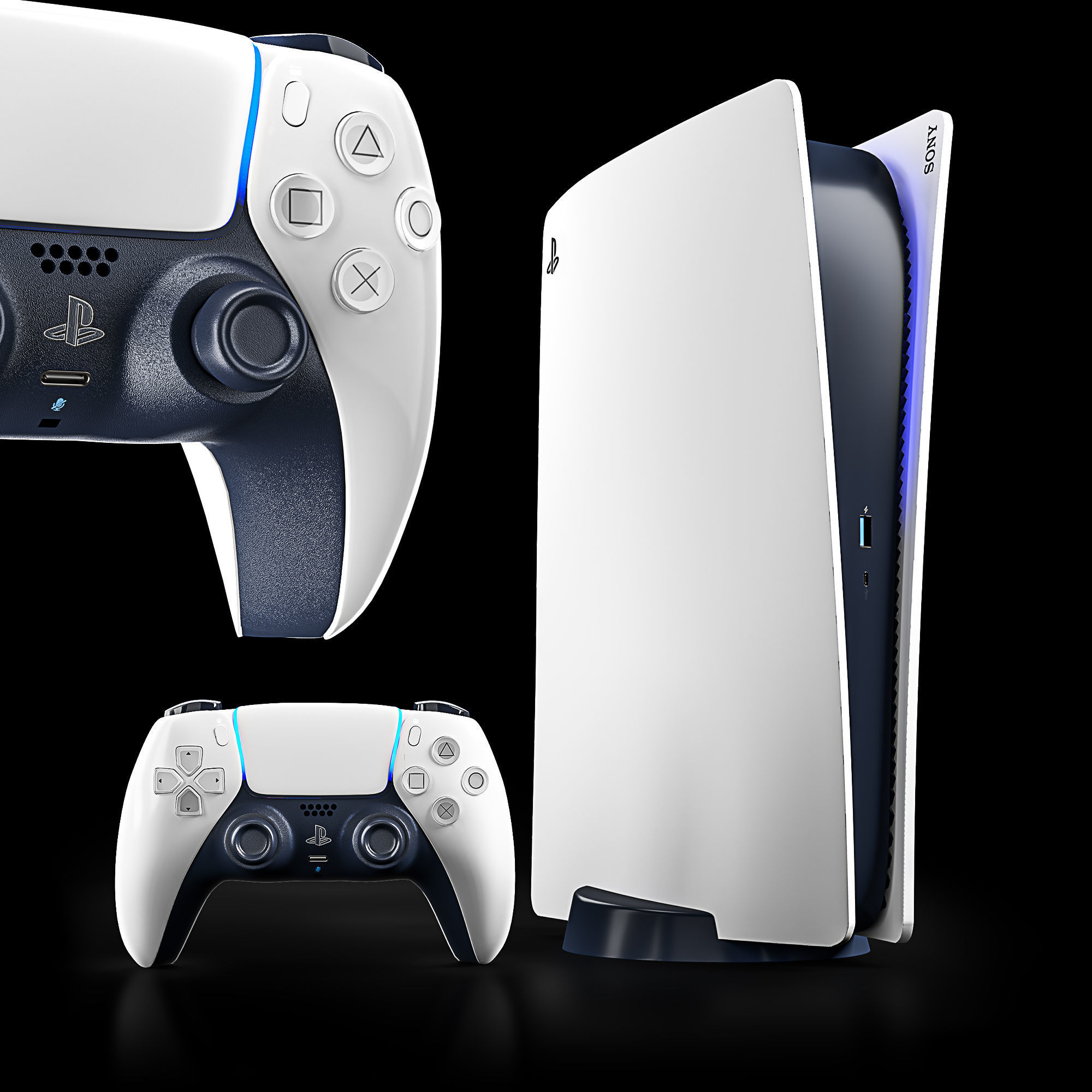 Sony Play Station 5 Digital Edition Console Set 3D model | CGTrader