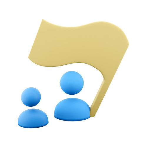 3d fan flag icon on white 3D model | CGTrader