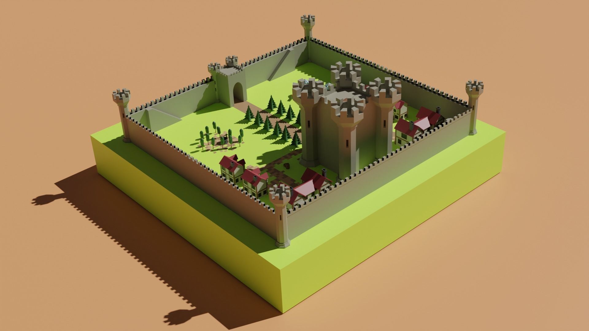 3D model Low Poly Castle VR / AR / low-poly | CGTrader