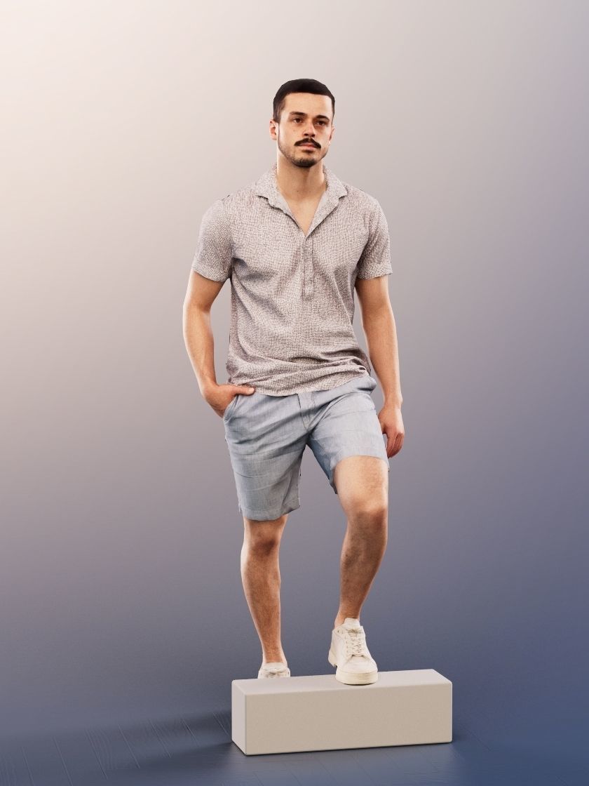 3D model Sandro 13272 - Man In Summer Outfit Walking Up Stairs VR / AR / low-poly | CGTrader