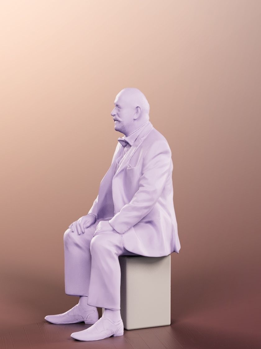 3D model Eddie 12919 - Sitting Elegant Older Man VR / AR / low-poly ...