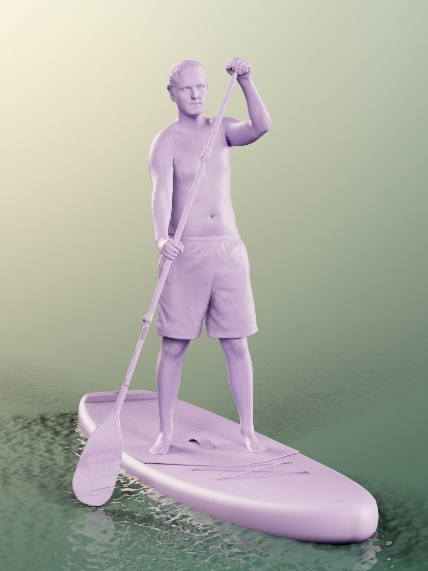 3D model Oskar 12635 - Stand Up Paddling Young Man VR / AR / low-poly ...