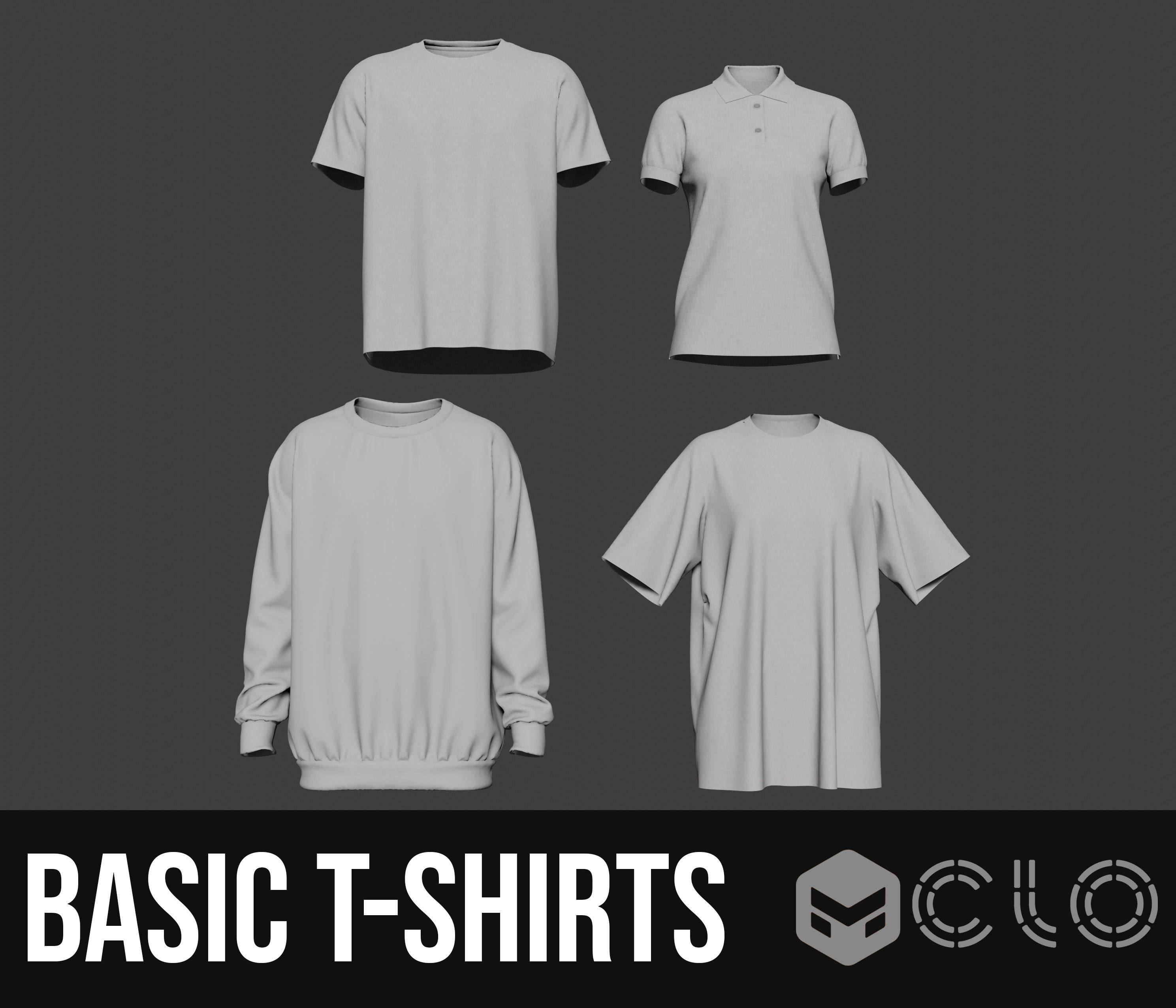3D model Tshirt with 4 styles VR / AR / low-poly | CGTrader
