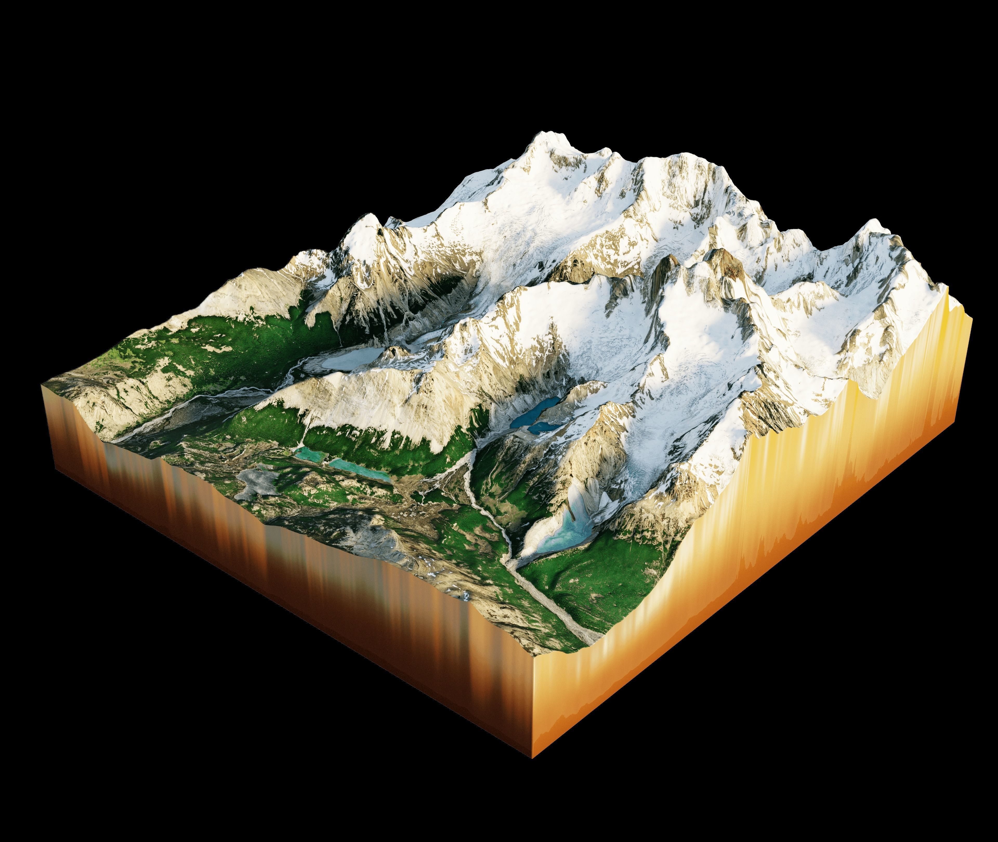 snowy mountainous terrain with slopes and forests 3D model | CGTrader