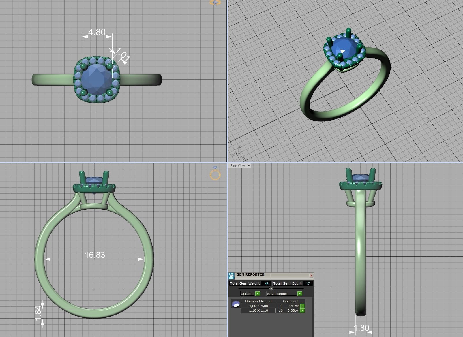 Halo Engagement Ring 40 pointer diamond stone 3dmodel 3D model 3D ...