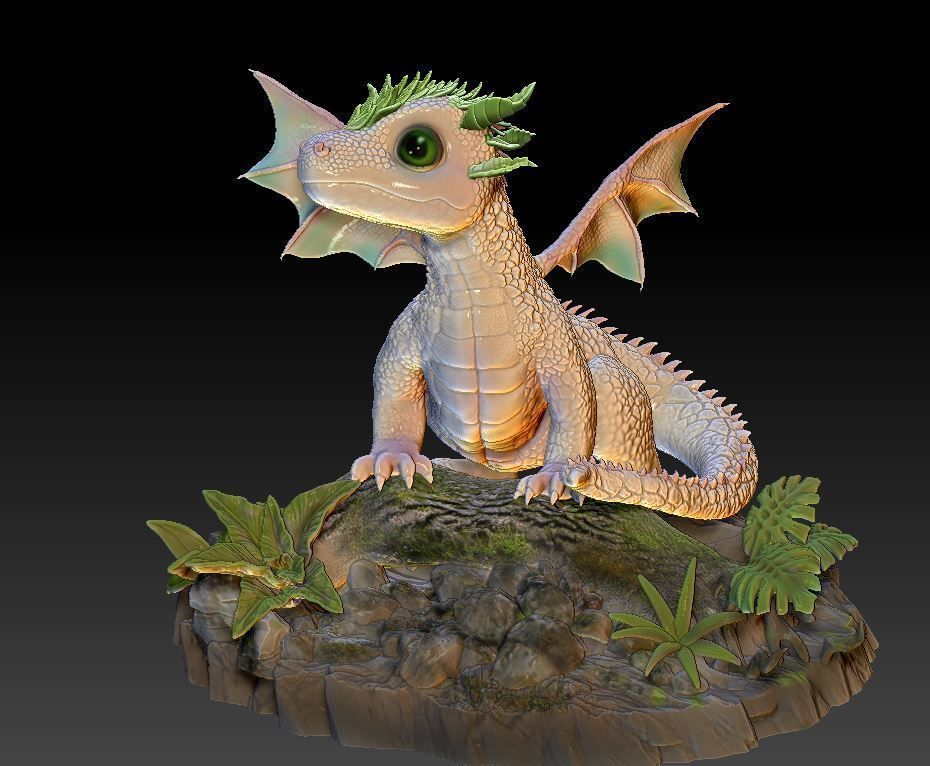 baby forest dragon 3D model 3D printable | CGTrader