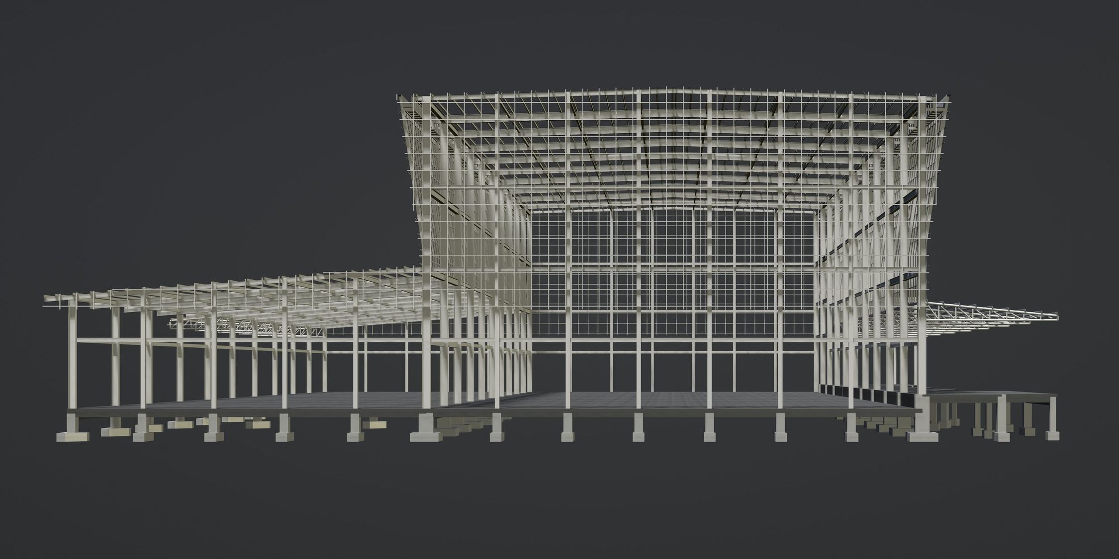 Industrial building in structure 3D model | CGTrader