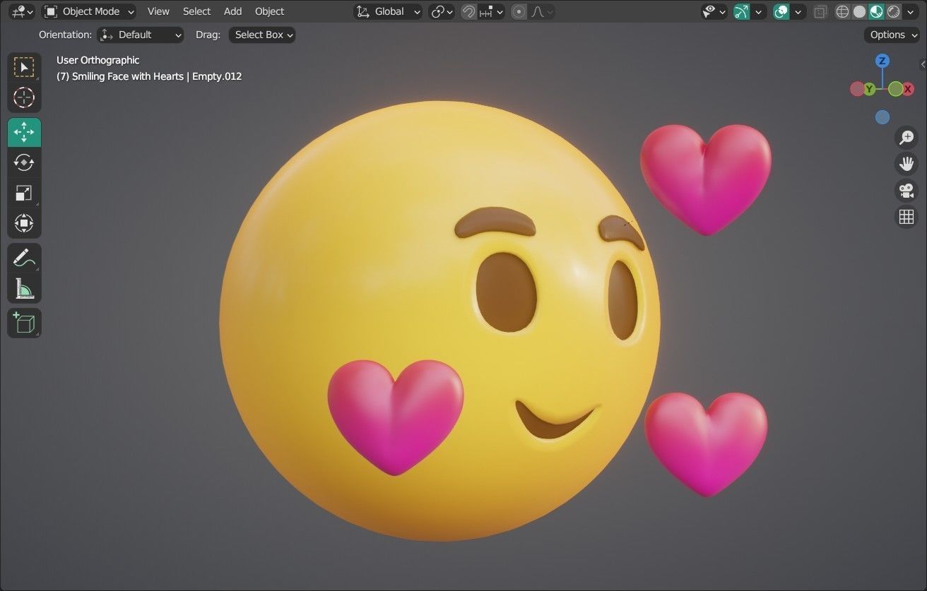 3D model Smiling face with Hearts Animated Emoji VR / AR / low-poly ...