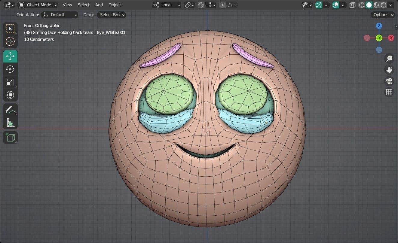 3D model Smiling face holding back Tears Animated Emoji VR / AR / low ...