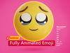 3D model Smiling face holding back Tears Animated Emoji VR / AR / low ...