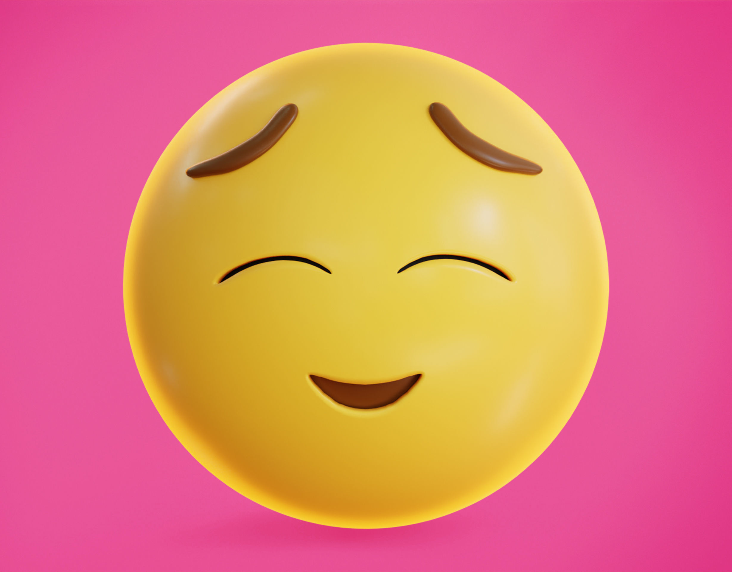 3D model Smiling face holding back Tears Animated Emoji VR / AR / low ...