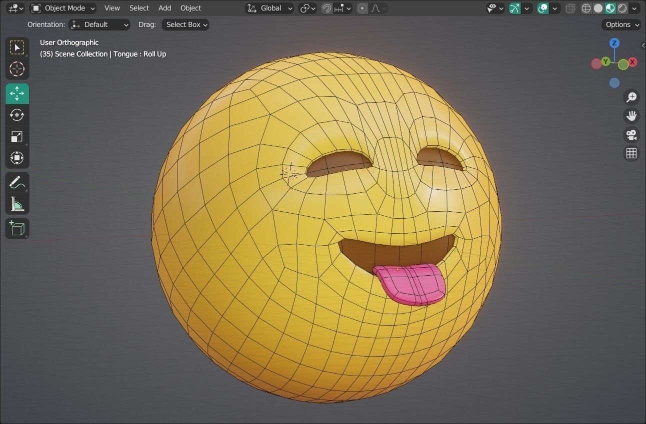 3D model face with Stuck out Tongue Animated Emoji VR / AR / low-poly ...
