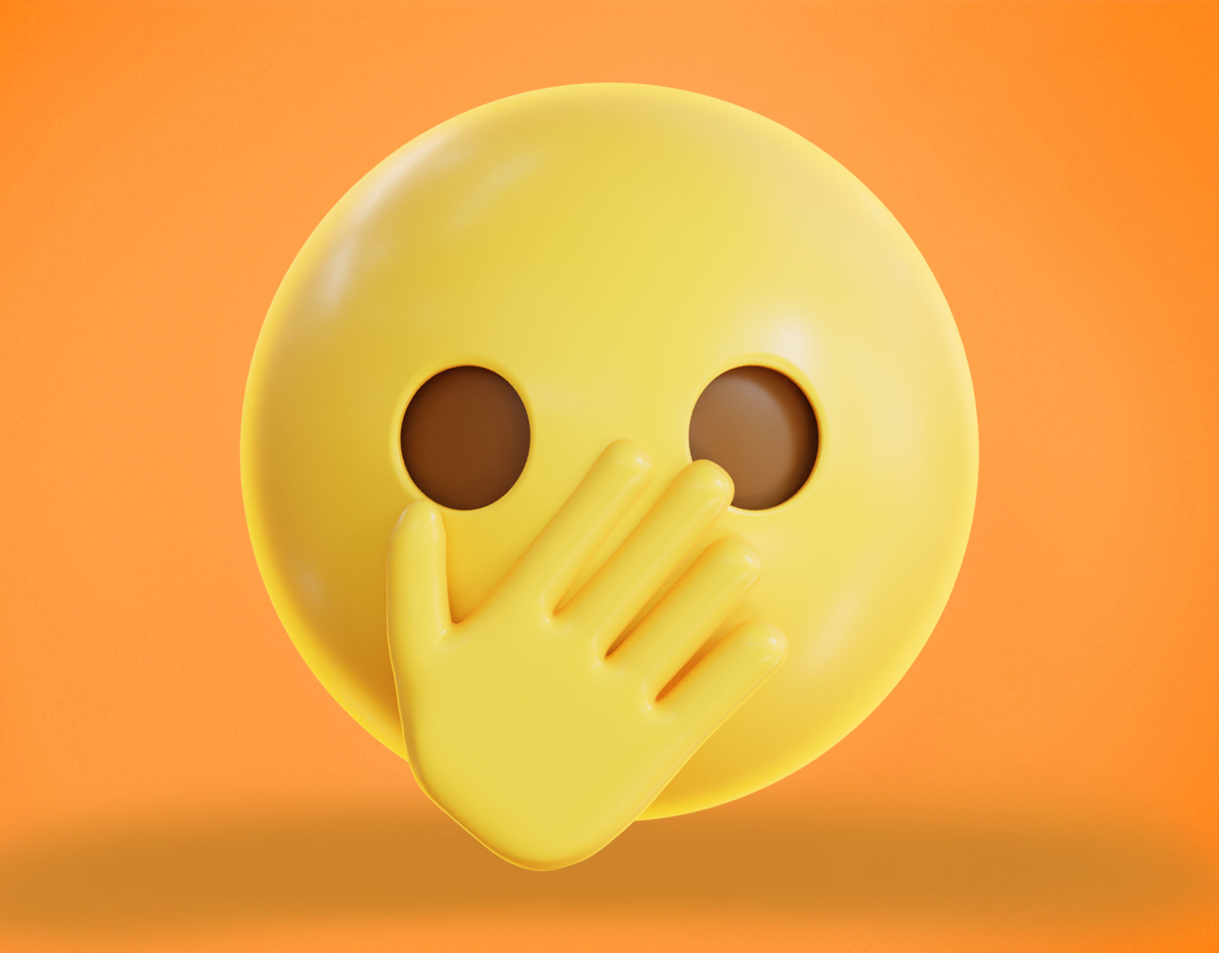 3D model Face with Open Eyes and Hand over Mouth Animated Emoji VR / AR ...