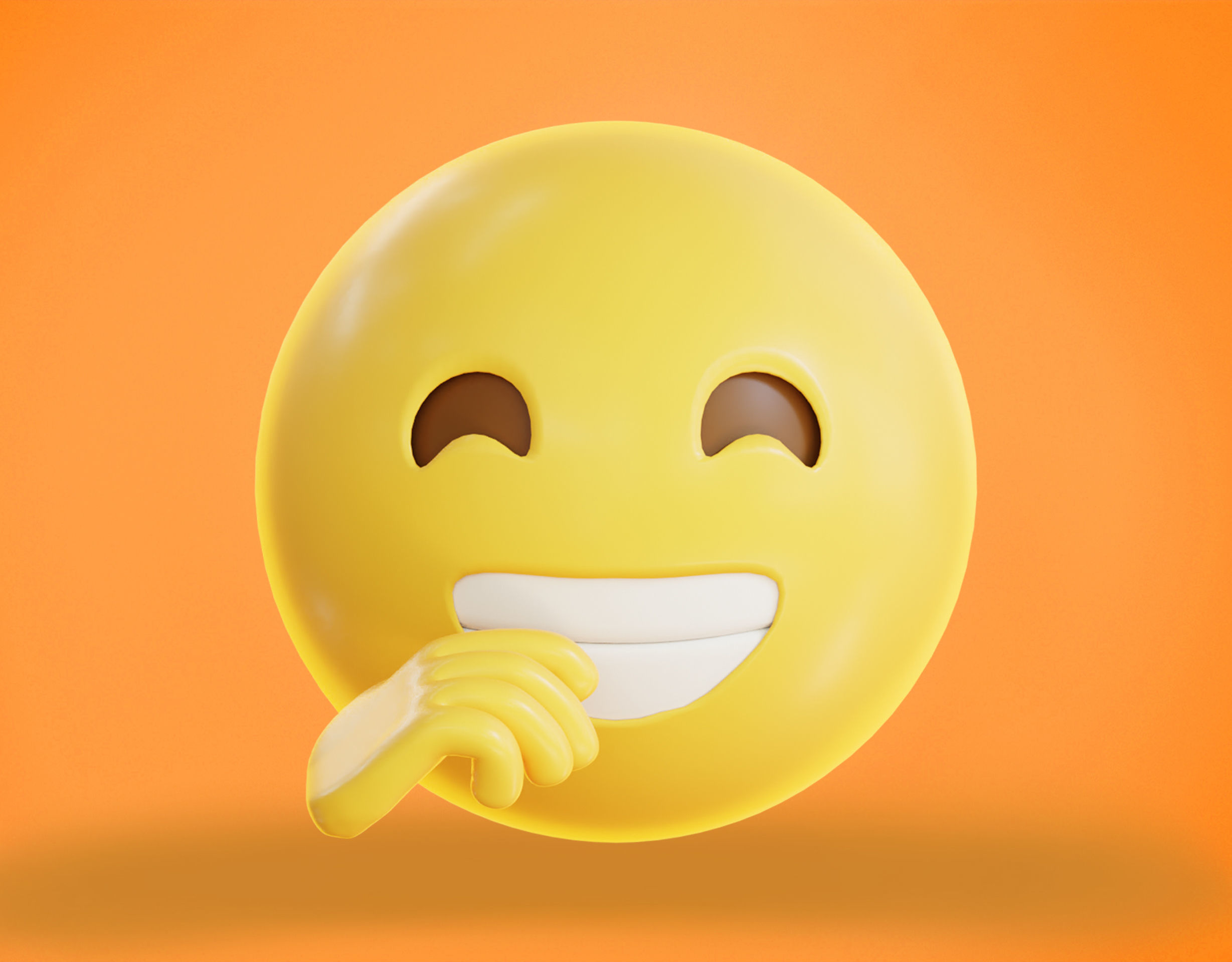 3D model face with hand over mouth and smiling eyes Animated Emoji VR ...