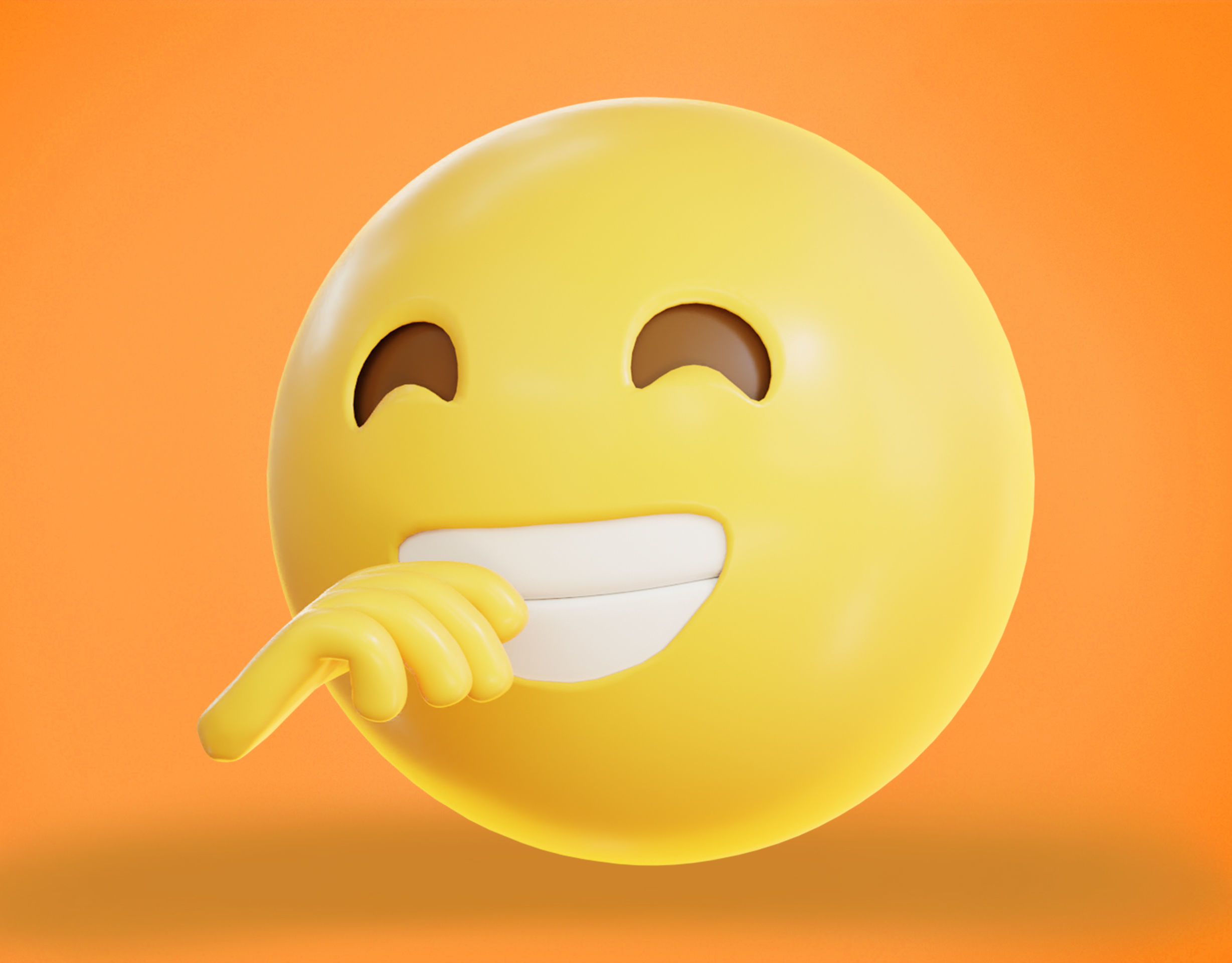 3D model face with hand over mouth and smiling eyes Animated Emoji VR ...