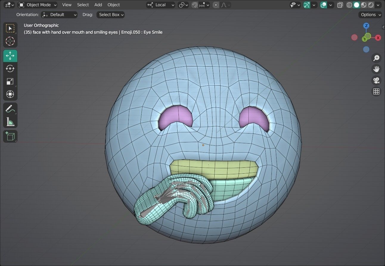 3D model face with hand over mouth and smiling eyes Animated Emoji VR ...