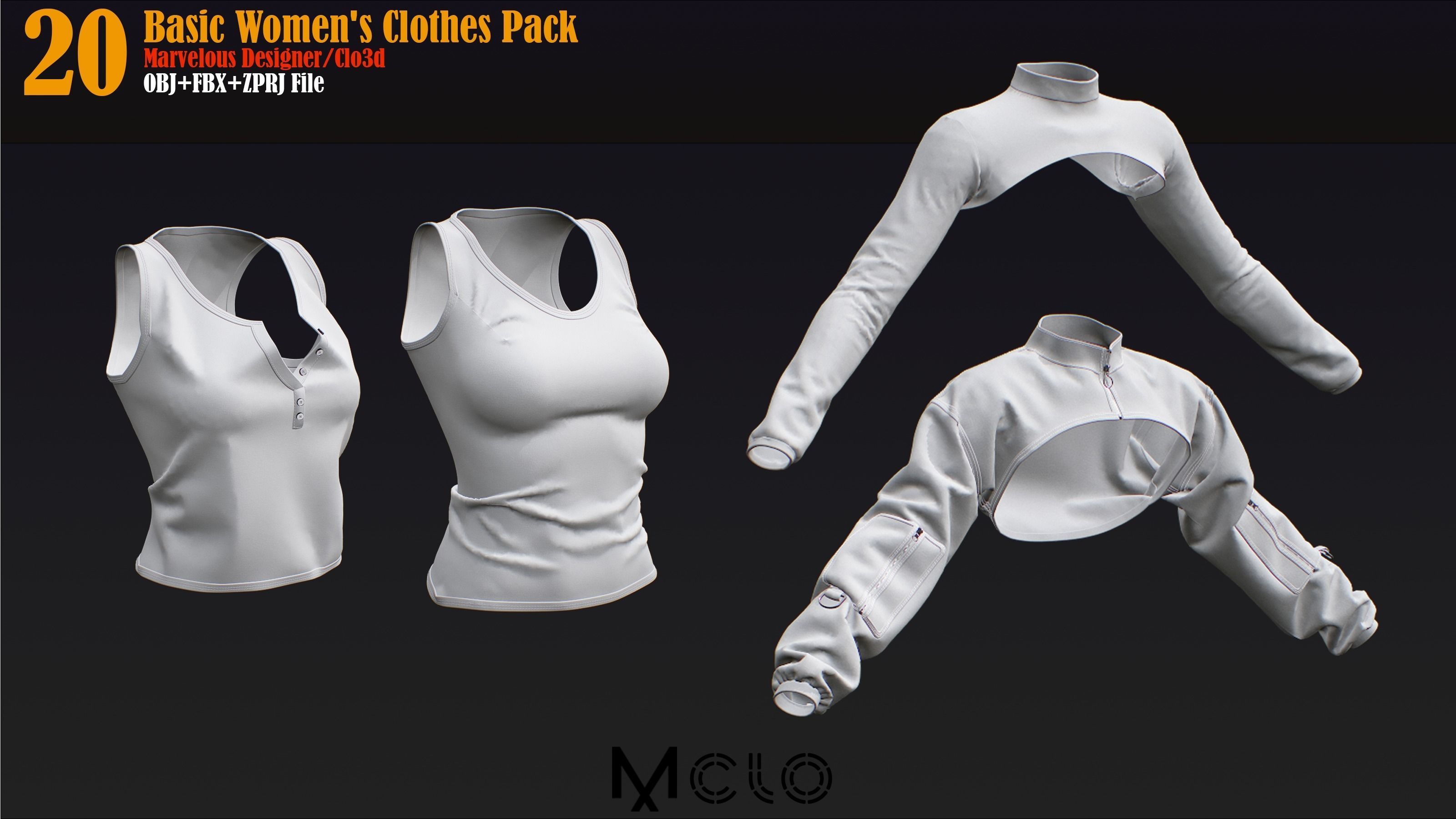 20 Basic Women Clothes Pack 3D model | CGTrader